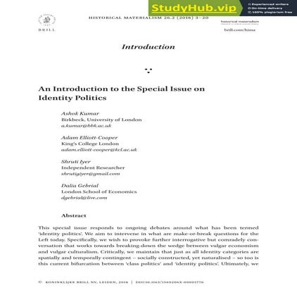 An Introduction To Identity Politics | PDF