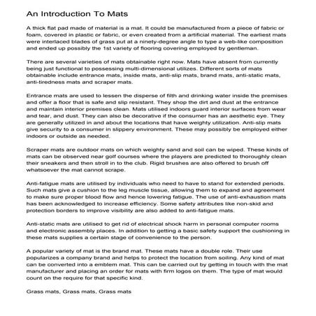 An Introduction To Mats | PDF