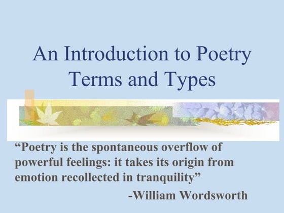 Module 3 Poetry And Elements Of Poetryppt