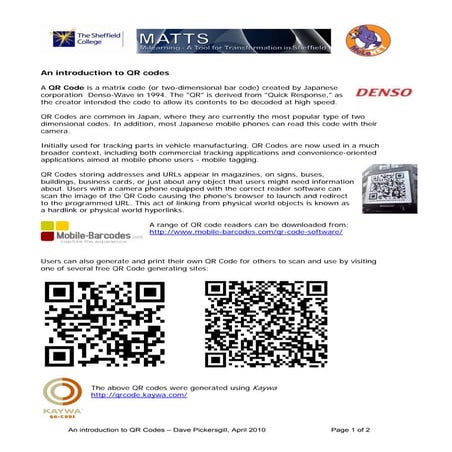 An Introduction To Qr Codes[1] | PDF