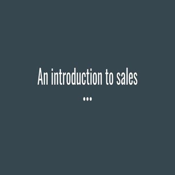 An introduction to sales | PPT