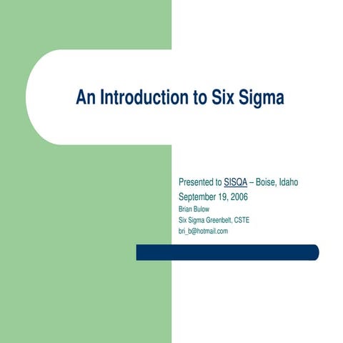 An Introduction To Six Sigma | PDF