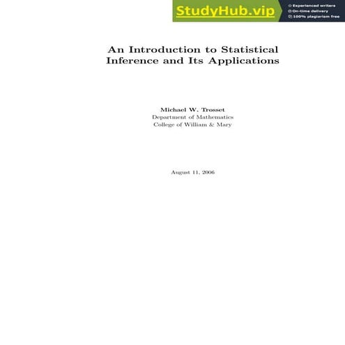 An Introduction To Statistical Inference And Its Applicationspdf Physics Science