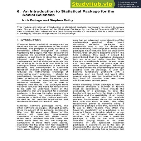An Introduction To Statistical Package For The Social Sciences | PDF