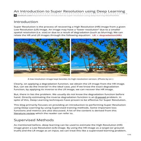 An Introduction To Super Resolution Using Deep Learning Pdf