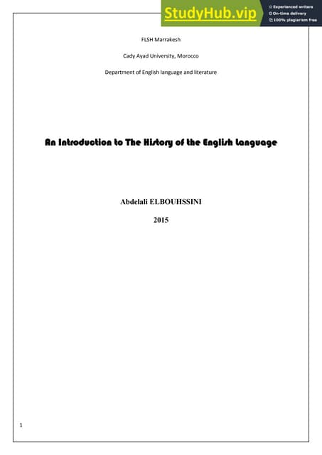 Proto-Germanic Languages - History of English Language | PPT