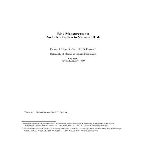 An introduction to value at risk | PDF