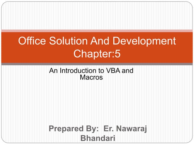 An Introduction To Vba And Macros Ppt 7848