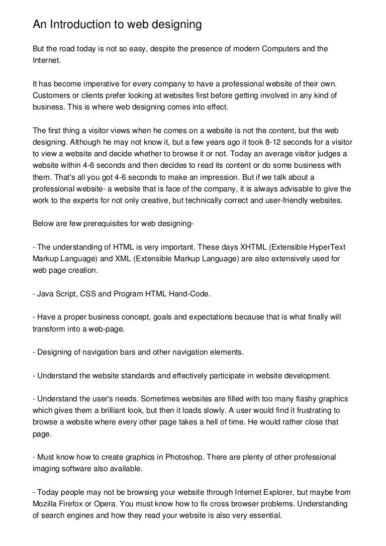 An Introduction to web designing