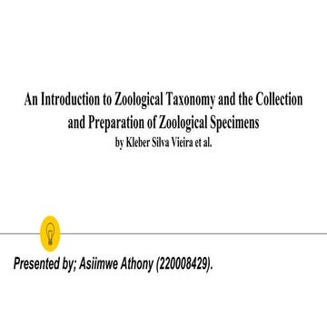 An introduction to zoological taxonomy, collection, and preparation of ...