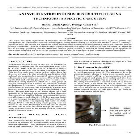 An investigation into non destructive testing techniques a specific ...