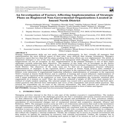 An investigation of factors affecting implementation of strategic | PDF