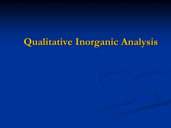 Cation qualitative analysis | PPT