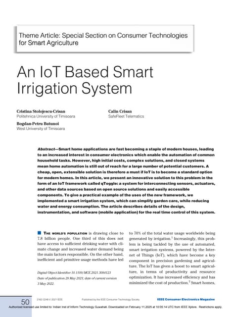 Iot based smart irrigation system | PPTX