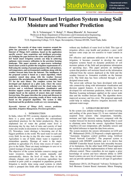 Smart irrigation system for precision farming | PPTX