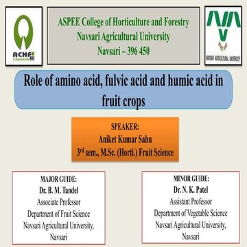 Role of amino acid, fulvic acid and humic acid in fruit crops | PPT