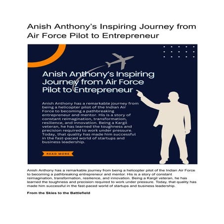 Anthony Anish Hyderabad News: Inspiring Journey from Air Force Pilot to ...