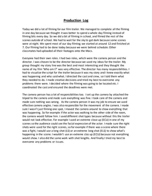 Production log 2 | DOCX