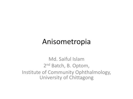 binocular optical defects caused by anisometropia | PPT