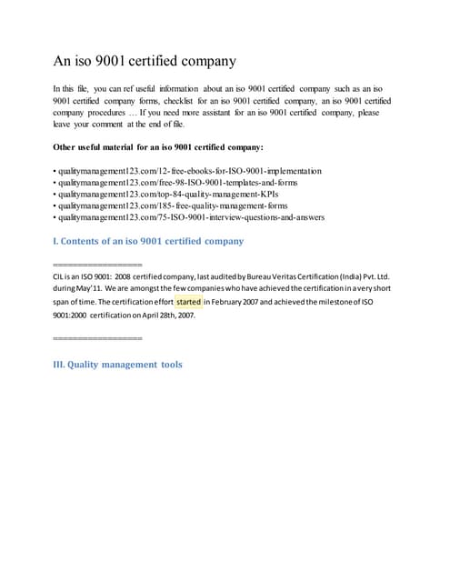 Iso 9001 templates free | DOCX