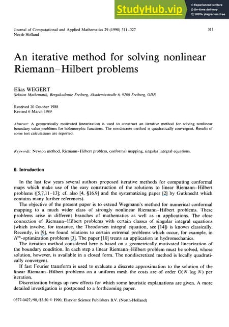An Iterative Method For Solving Nonlinear Riemann Hilbert Problems Pdf