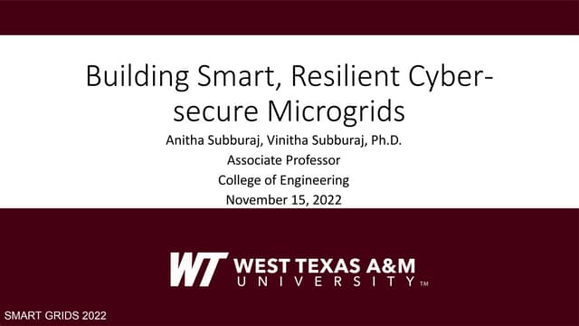 Building Smart Resilient Cyber Secure Microgrids Ppt