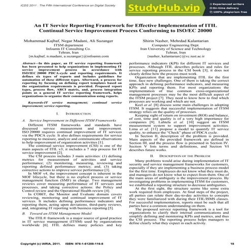 An IT Service Reporting Framework for Effective Implementation of ITIL Continual Service ...