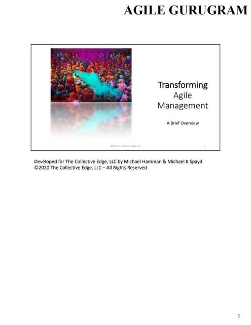 Agile Gurugram 2020 Transforming Agile Management A Brief