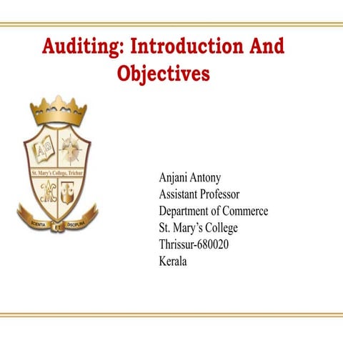 Auditing: Introduction And Objectives | PPTX