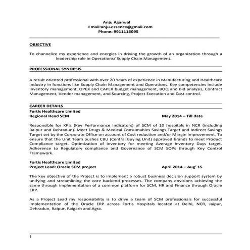 Anju agarwal resume | PDF