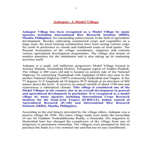 Ankapur a model village in india | PDF