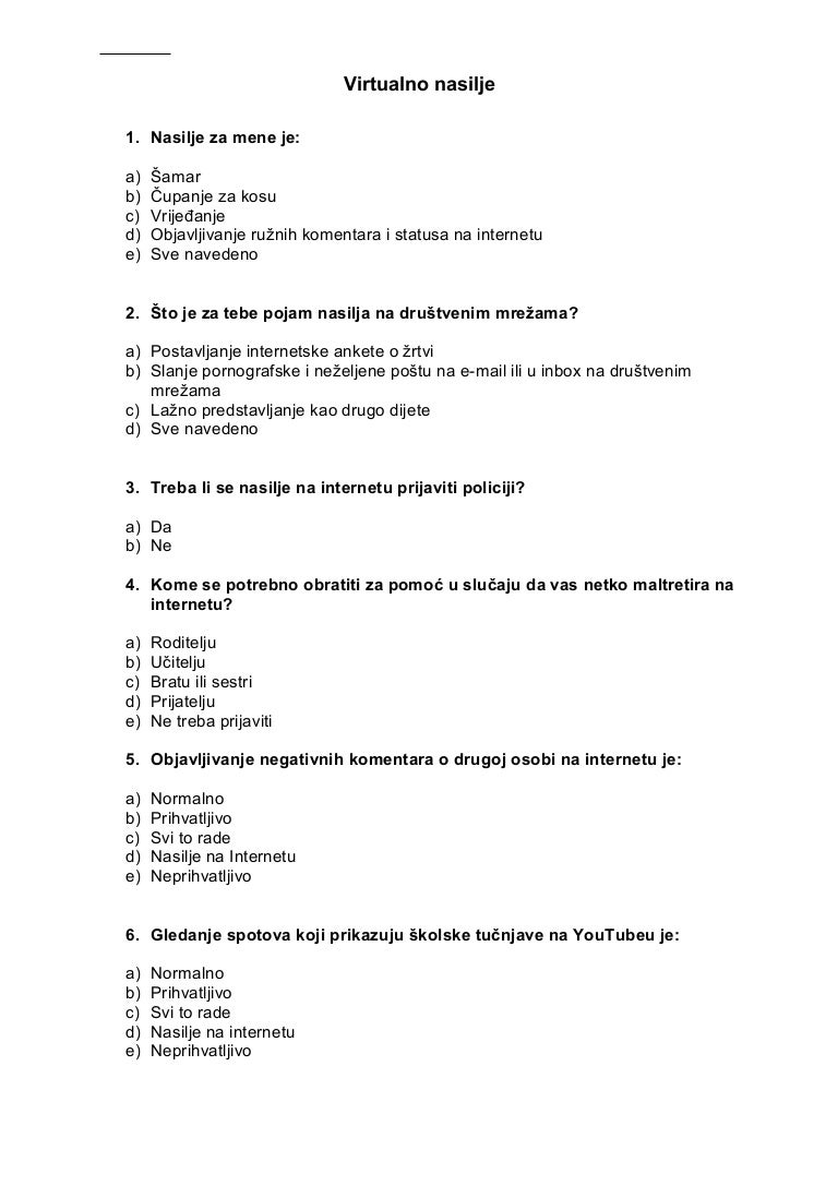 Anketa "Virtualno nasilje"