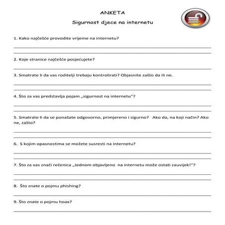 Anketa - sigurnost djece na internetu | DOCX