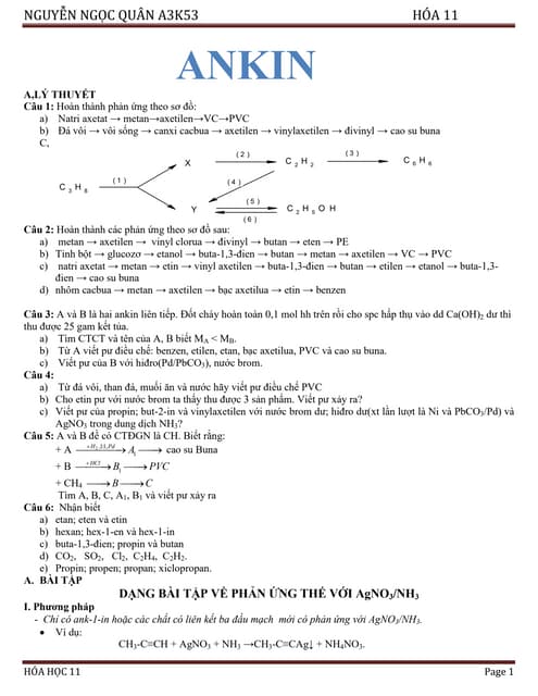 PHƯƠNG PHÁP GIẢI BÀI TẬP VỀ ANKAN - Chuyên đề Ankan 2020 | PDF