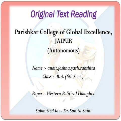 प्लेटो रिपब्लिक,PLATO,PLATO REPUBLIC,cdc reeve | PPTX