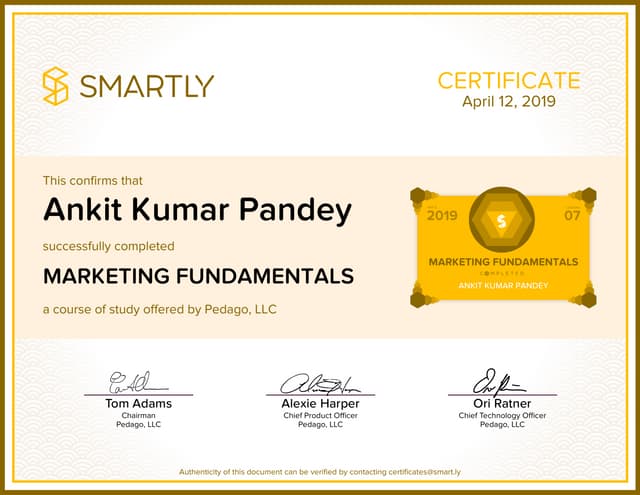 Ankit kumar pandey marketing fundamentals-certificate | PPT Ankit kumar pandey marketing fundamentals-certificate | PPT