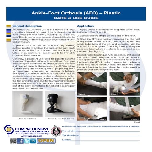 Ankle Foot Orthosis - CARE AND USE GUIDE | PDF
