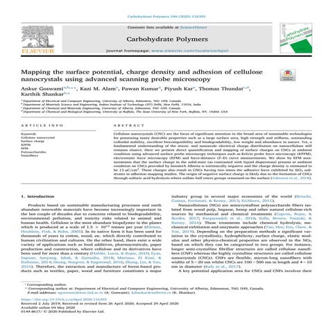 Mapping the surface potential, charge density and adhesion of cellulose ...