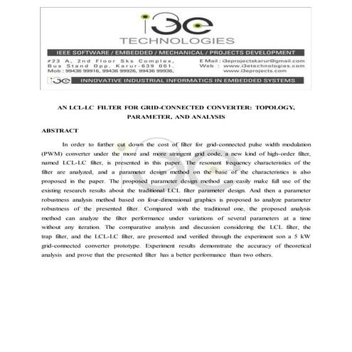 An lcl lc filter for grid-connected converter topology, parameter, and ...