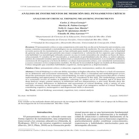 An Lisis De Instrumentos De Medici N Del Pensamiento Cr Tico | PDF