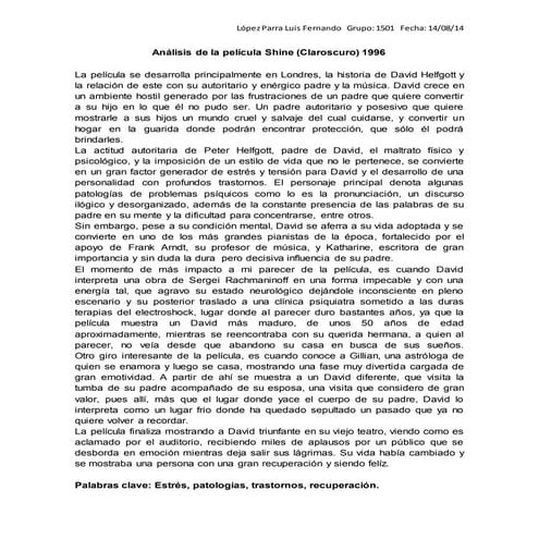 Análisis de la película shine | DOCX