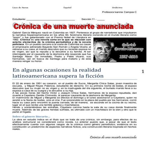 Crónica de una muerte anunciada | PPTX