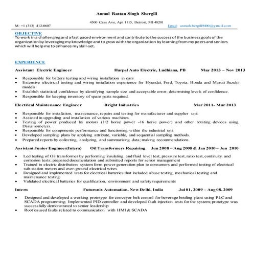 Anmol rattan shergill resume m.s.electrical engineering | DOCX