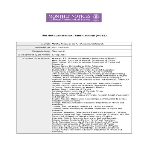 The Next Generation Transit Survey (NGTS) | PDF