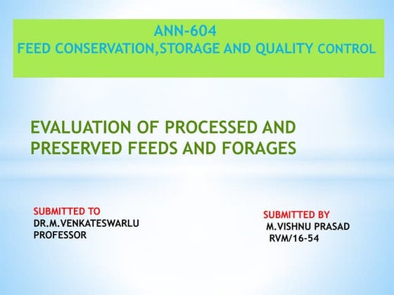Proximate / Weende System Analysis of Feeds & Fodder | PPT