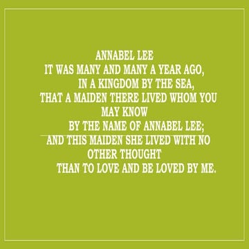 Annabel Lee, A poem anout woman who was dearly love | PPTX