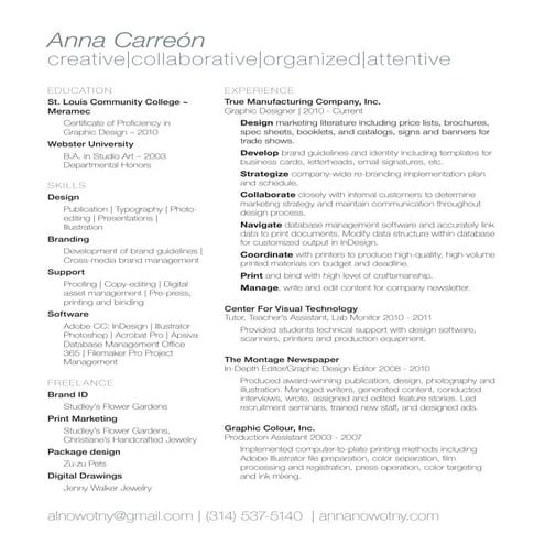 Anna Carreon Resume & Portfolio | PDF