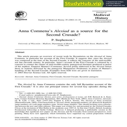 Anna Comnena S Alexiad As A Source For The Second Crusade | PDF