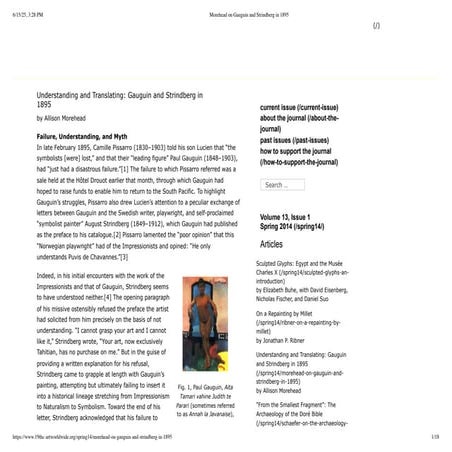 Annah, his young mistress, had ransacked his apartment Morehead on Gauguin and Strindberg in ...