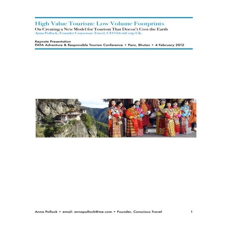 High Value Tourism: Low Volume Footprints | PDF